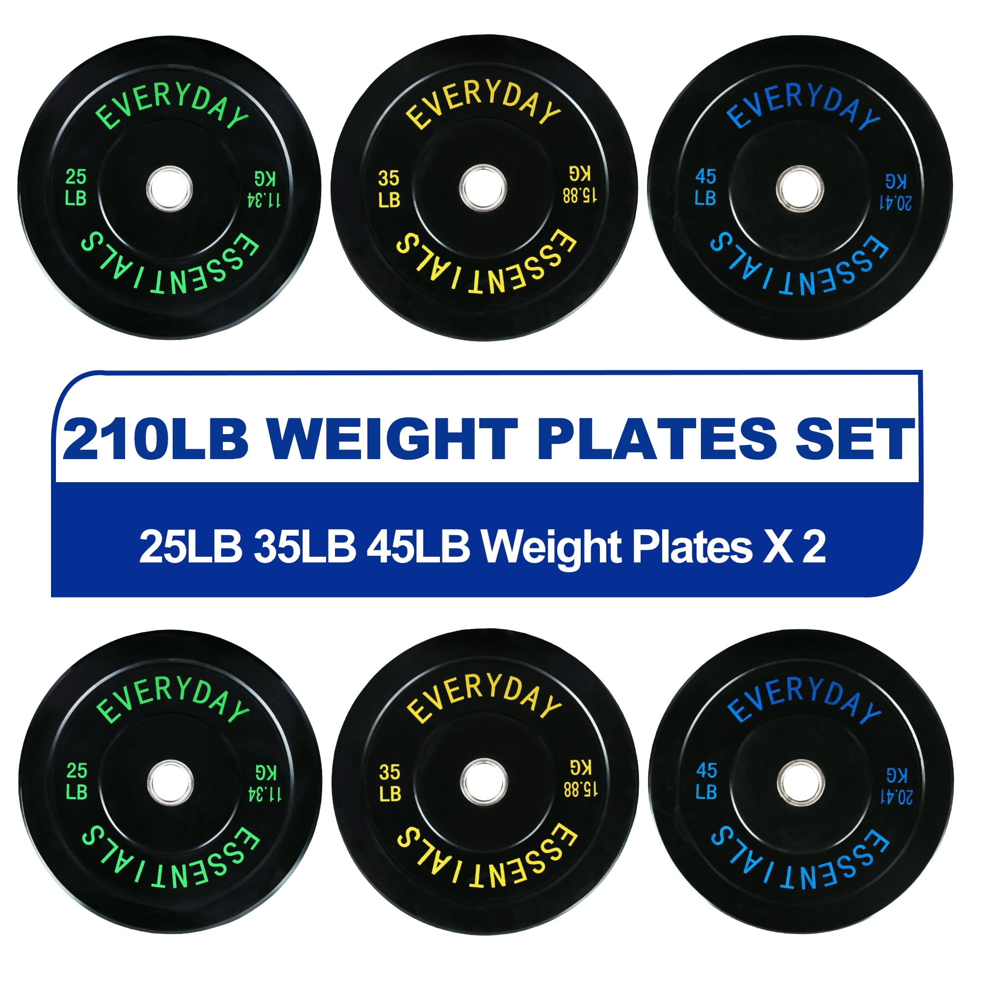 BalanceFrom Olympic Bumper Plate Weight Plate with Steel Hub, Black ...