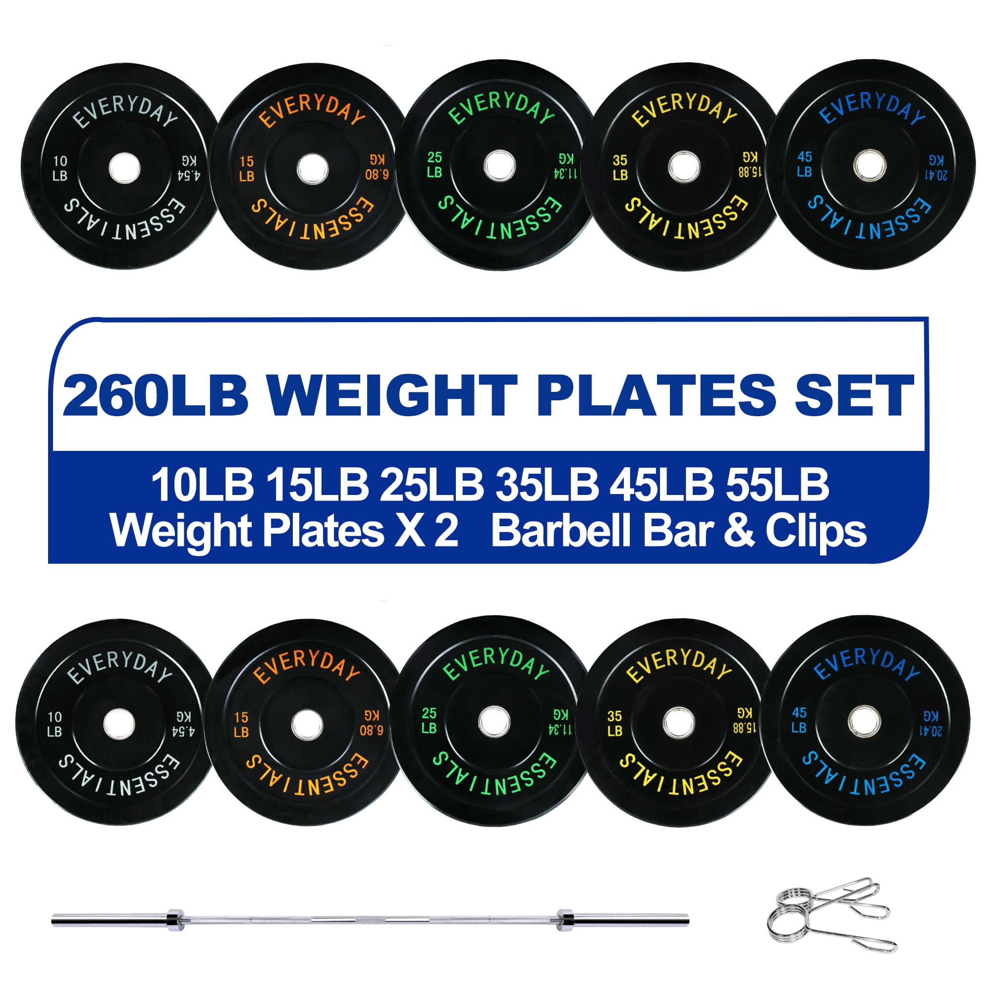 BalanceFrom Olympic Bumper Plate Weight Plate with Steel Hub, Black ...
