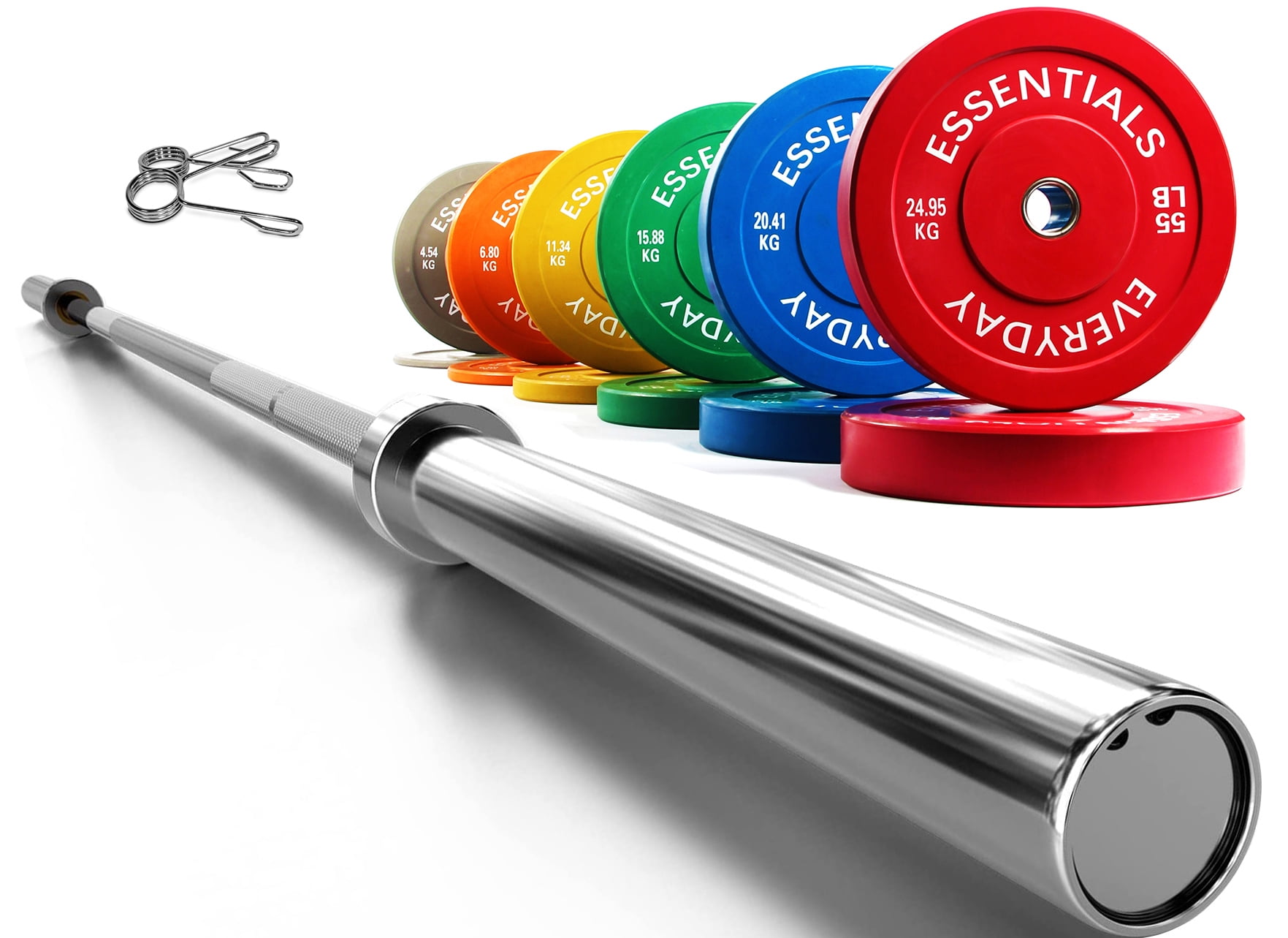 BalanceFrom Bumper Plate with Steel Hub, 370 lb Set w/ bar Color ...