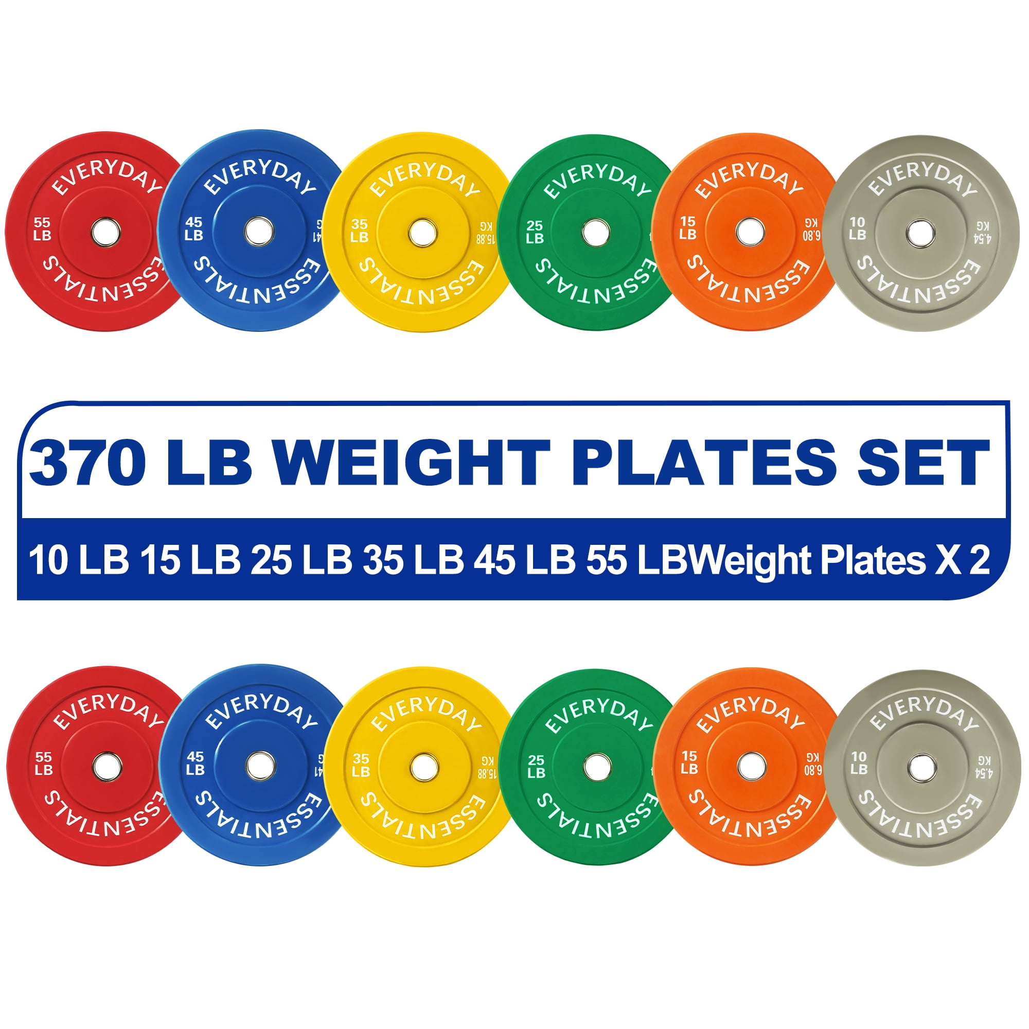 BalanceFrom 370 lbs Set, Olympic Bumper Plate Weight with Steel Hub ...