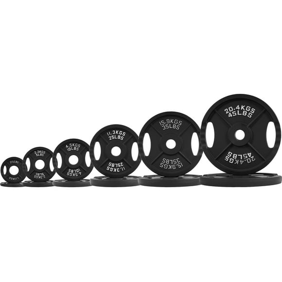 BalanceFrom Cast Iron Olympic 2-Inch Plate Weight Plate, 245 lbs Set ...