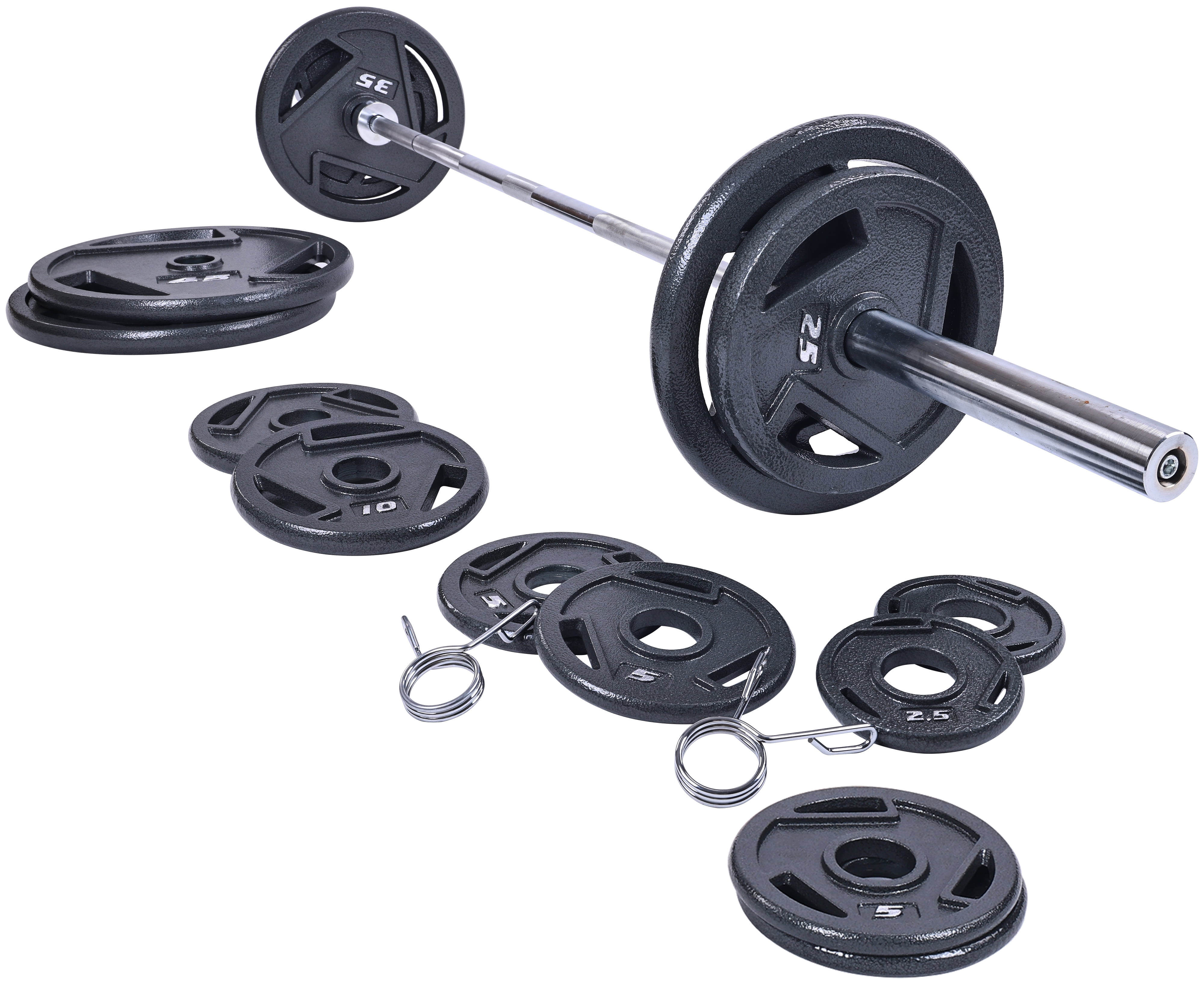BalanceFrom Cast Iron Olympic Weight Including 7FT Olympic Barbell and ...