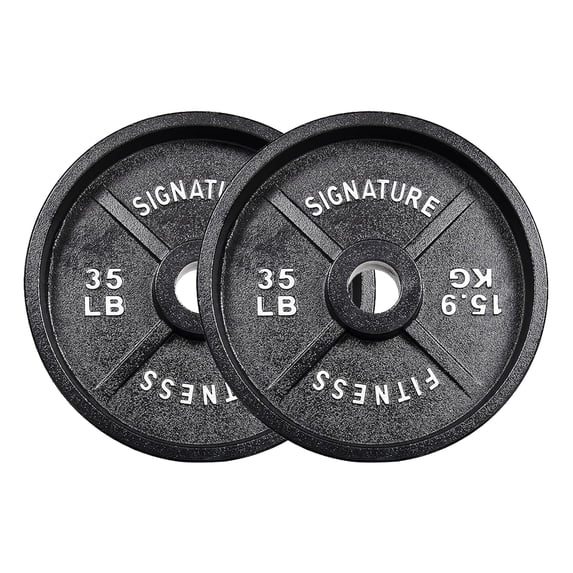 BalanceFrom Deep Dish Olympic Weight Plates, 2-Inch Cast Iron with E ...