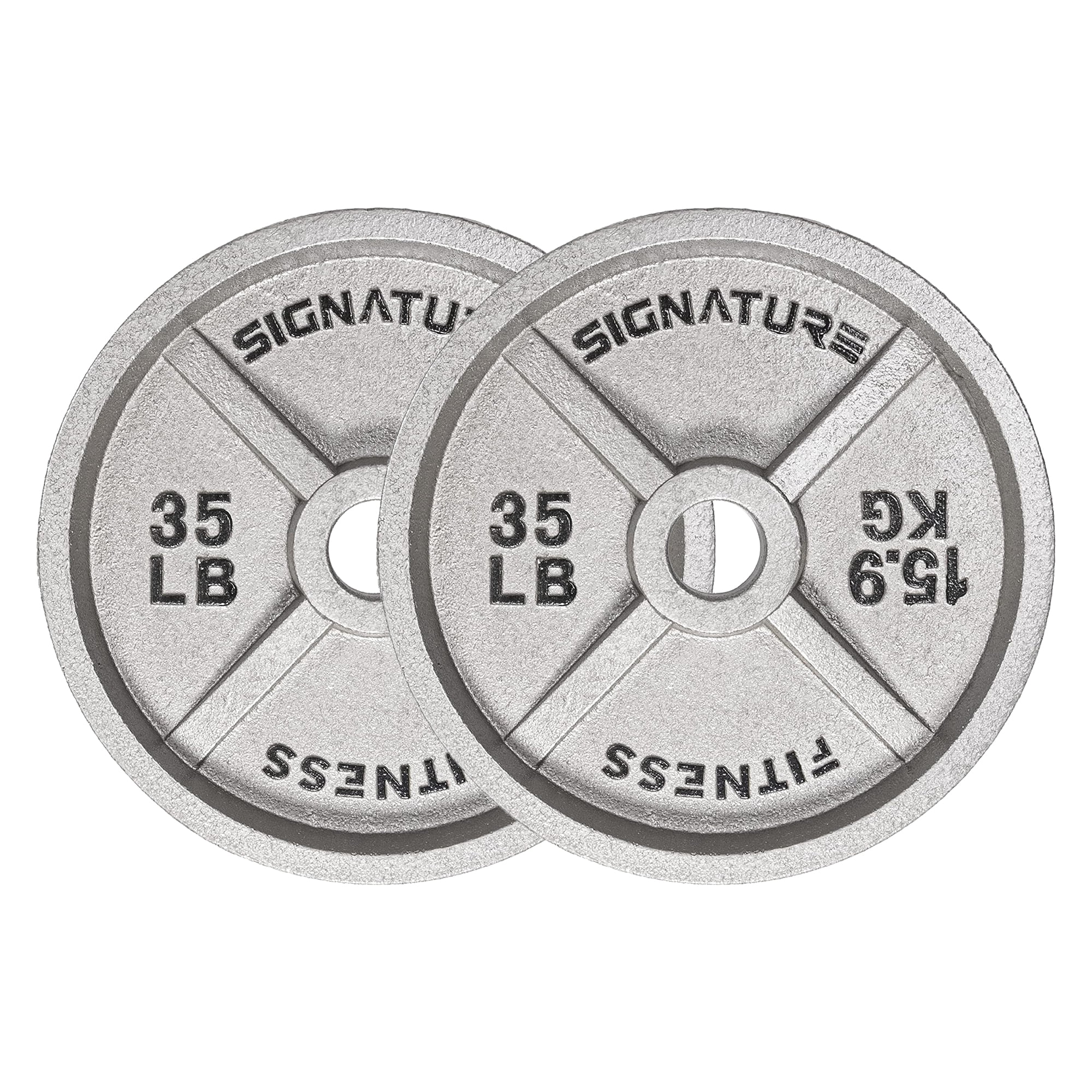 BalanceFrom Deep Dish Olympic Weight Plates, 2-Inch Cast Iron with E ...