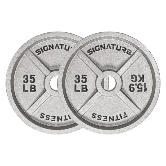 BalanceFrom Deep Dish Olympic Weight Plates, 2-Inch Cast Iron with E ...