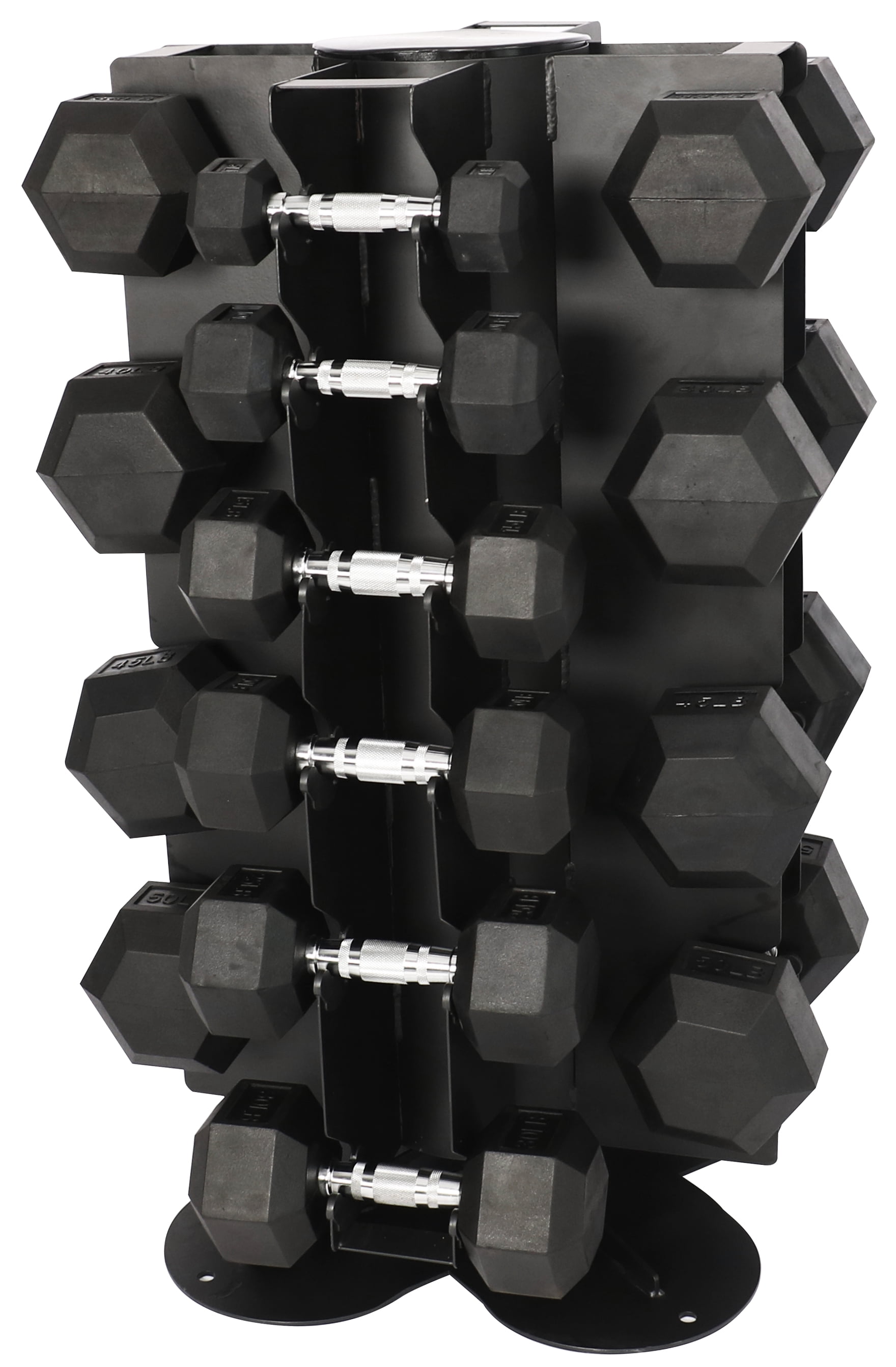 BalanceFrom 550 LB Dumbbell Set with PowerSpin Rack, Rubber Hex Weights ...