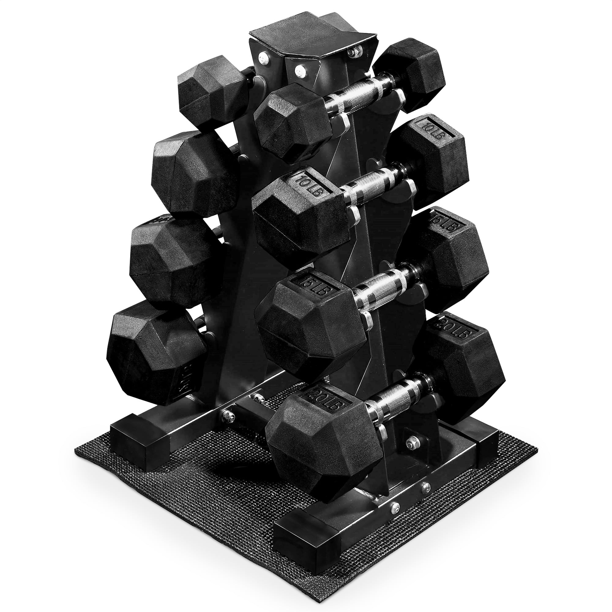 BalanceFrom Dumbbell Set with Stand, Rubber Encased Hand Weights ...