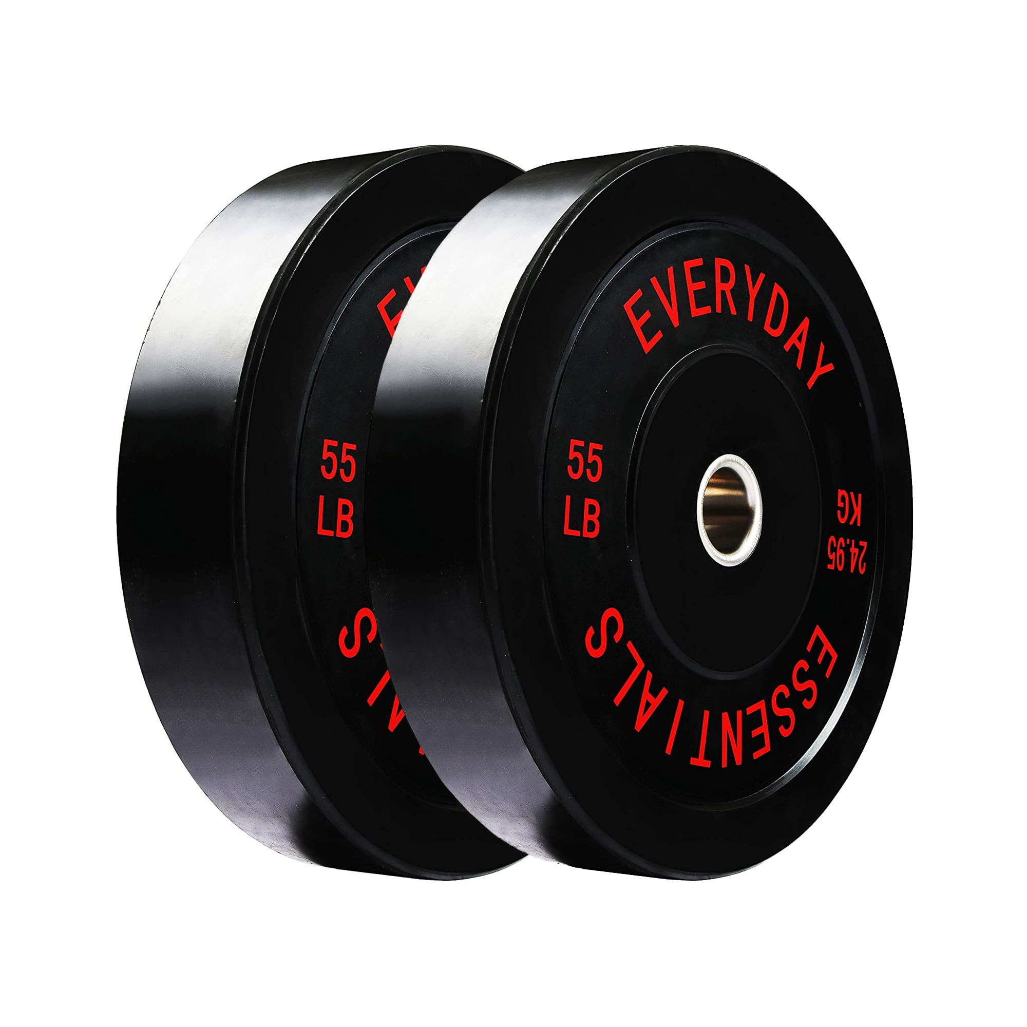 BalanceFrom 55lb Olympic Weight Bumper Plate, Dumbbell Set of 2, Black ...