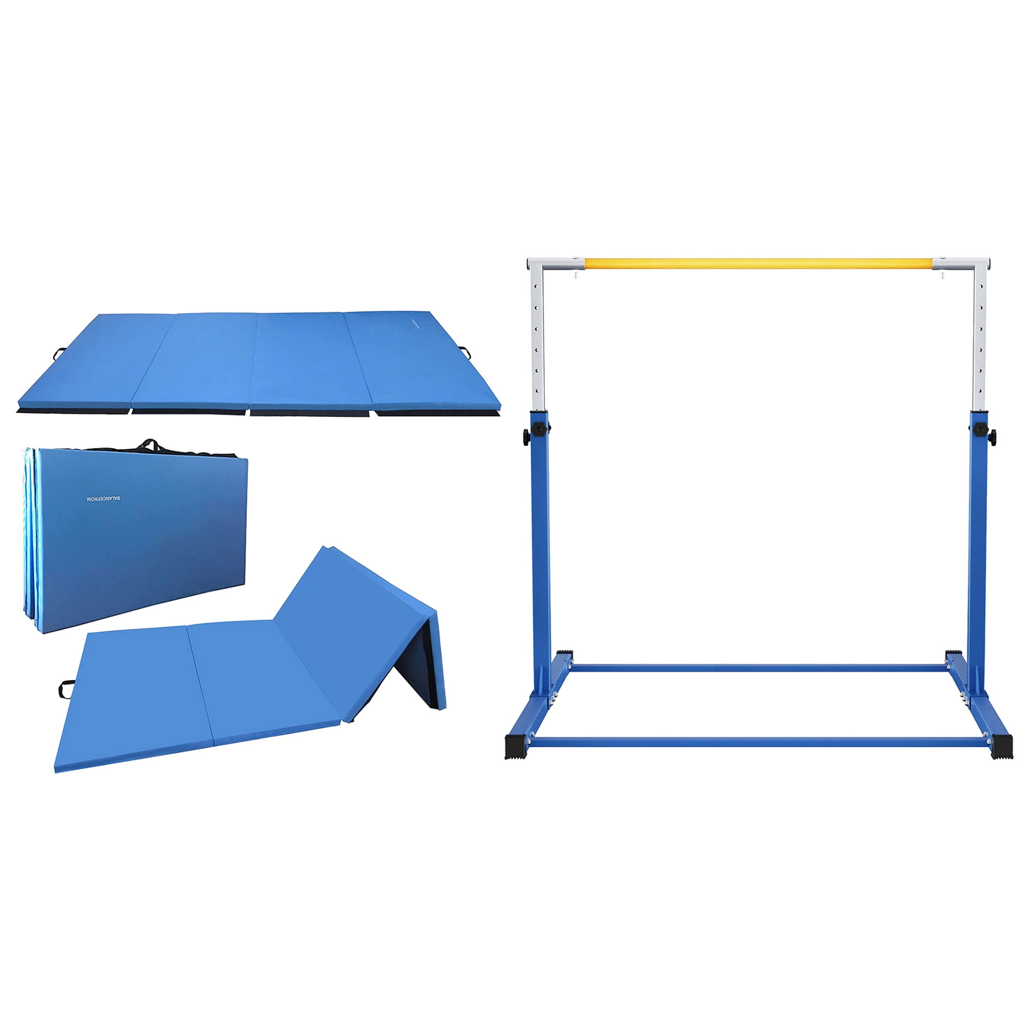 BalanceFrom Fitness 120 x 48 Inch Exercise Mat & Gymnastic Bar Set ...