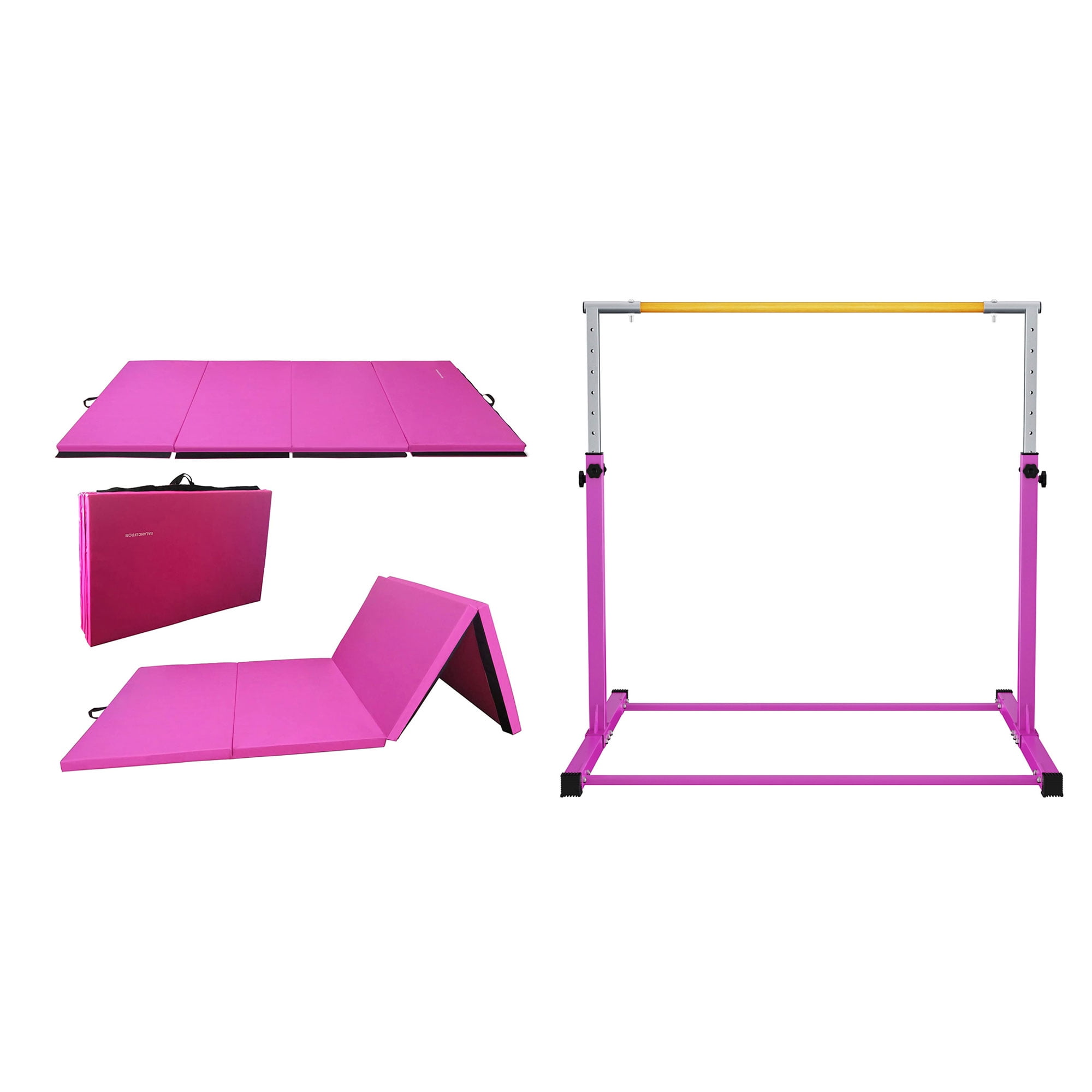 BalanceFrom Fitness 120 x 48 Inch Exercise Mat & Gymnastic Bar Set ...