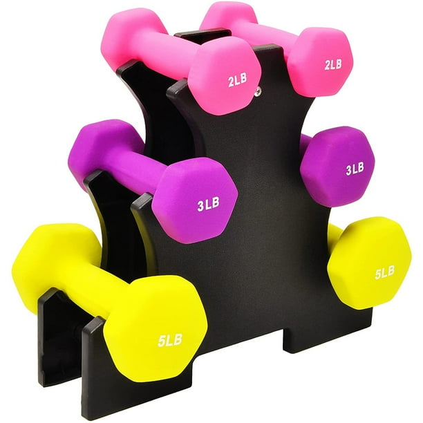 BalanceFrom Fitness 2, 3, & 5 Pound Neoprene Coated Dumbbell Set with ...