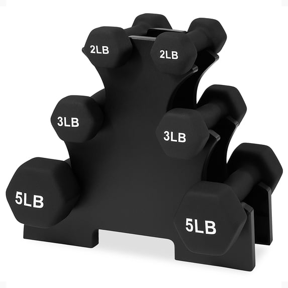 BalanceFrom 20 lb Neoprene Coated Iron Dumbbell Hex Weights Set with ...