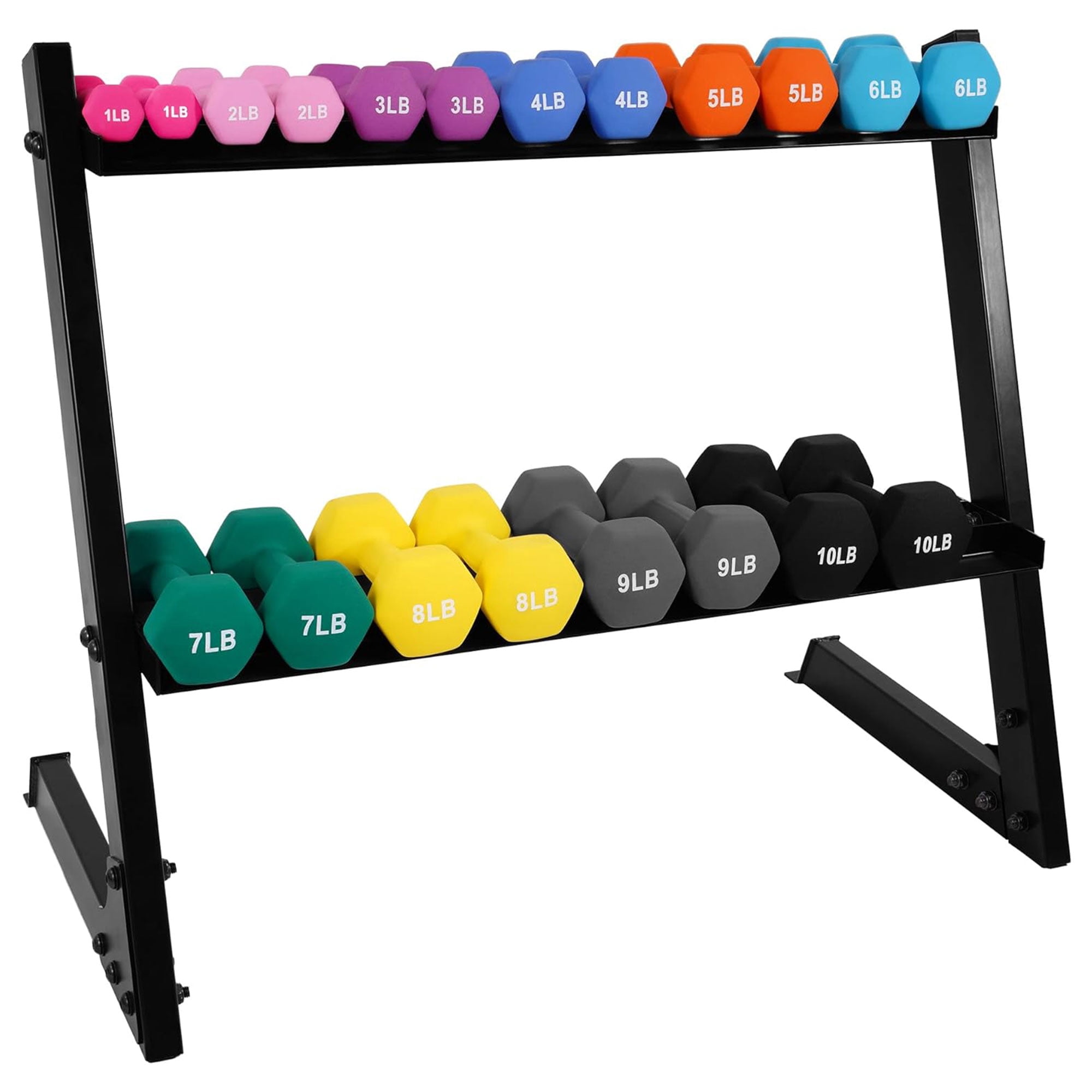 Free Shipping! BalanceFrom Hex Dumbbells, 110 Lb Neoprene Coated Weight ...