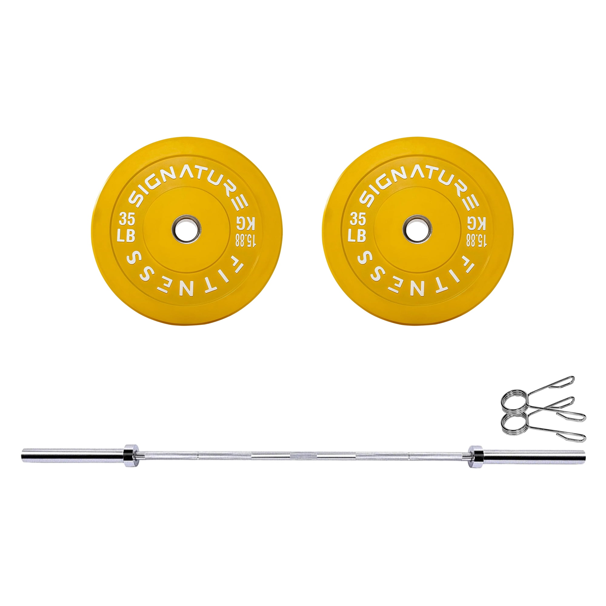 BalanceFrom Olympic Barbell Weight Set – Pair of 35LB Yellow & 55LB Red ...
