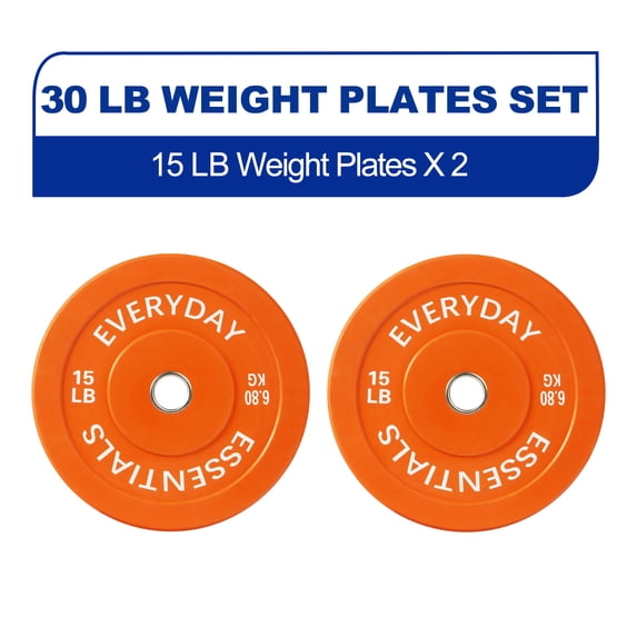 BalanceFrom Olympic Bumper Plate Weight Plate, 15 lbs Pair Color ...