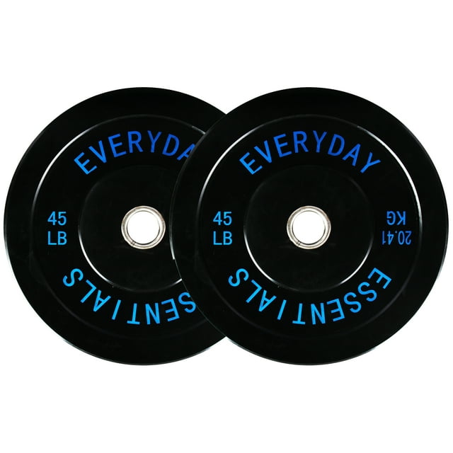 BalanceFrom Olympic Bumper Plate Weight Plate, 45 lbs Pair Black ...