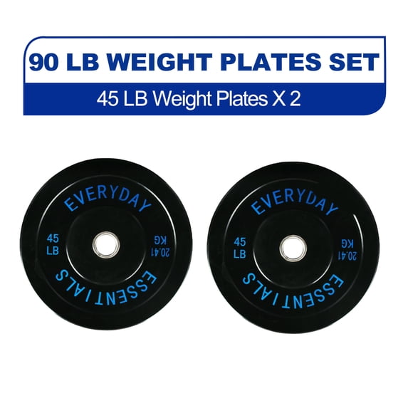 BalanceFrom Olympic Bumper Plate Weight Plate, 45 lbs Pair Black ...