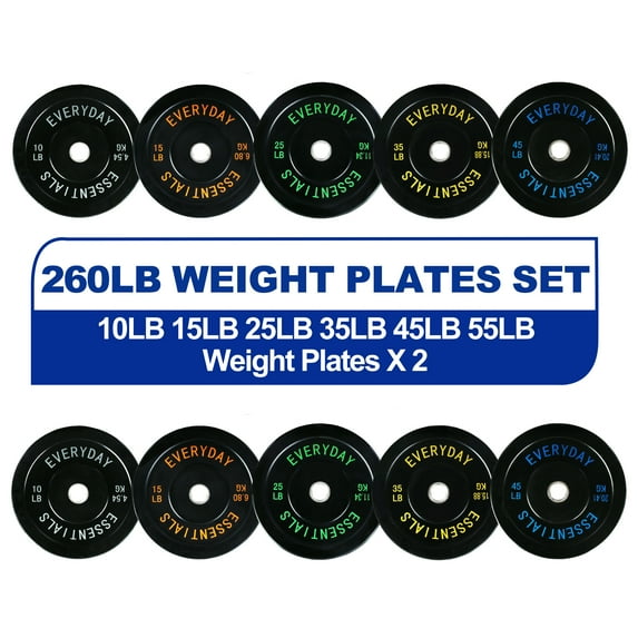 BalanceFrom Olympic Bumper Plate Weight Plate with Steel Hub, Black ...