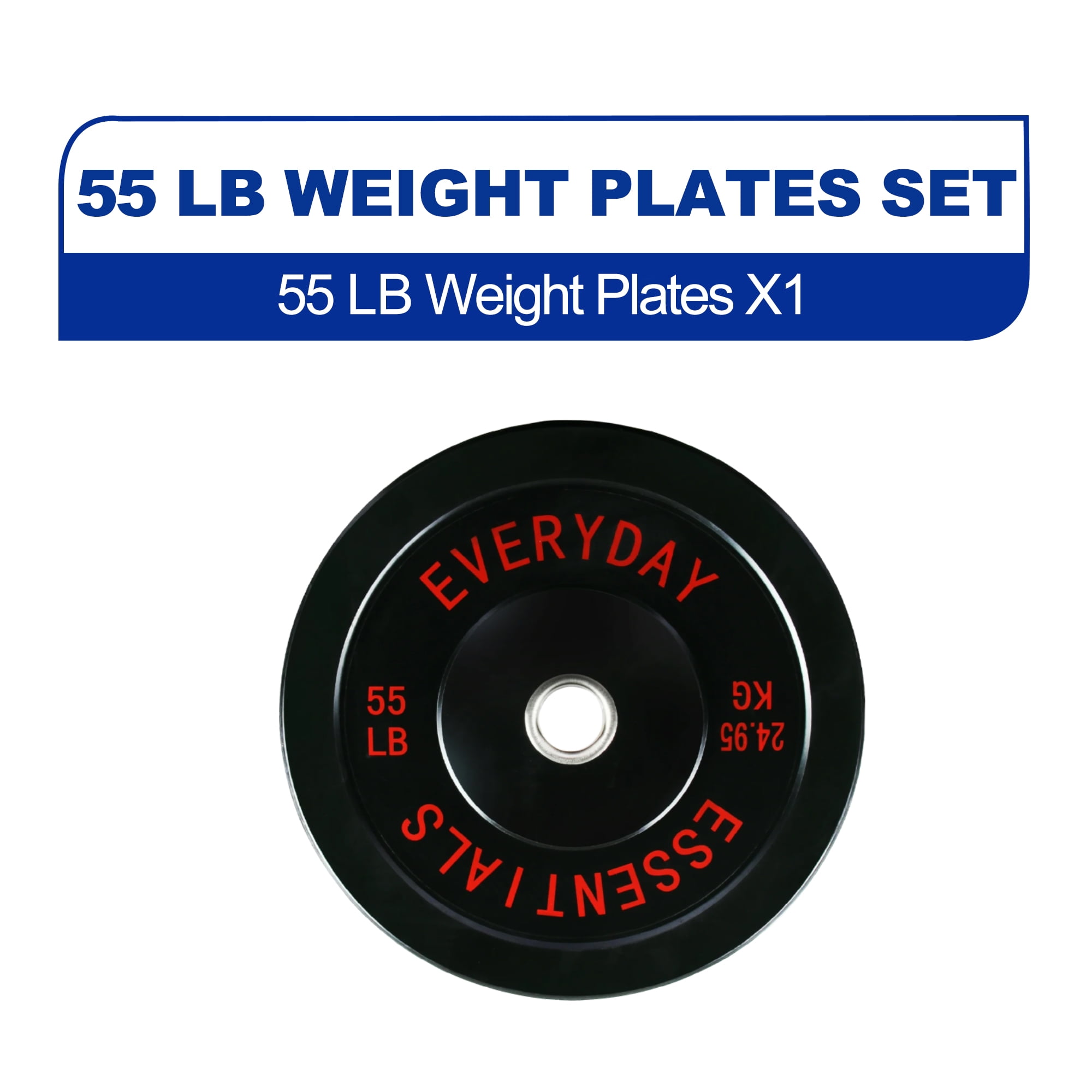 BalanceFrom Olympic Bumper Plate Weight Plate with Steel Hub, Black, 55 ...