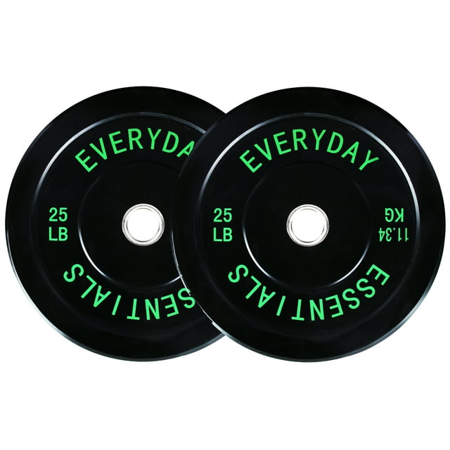BalanceFrom Olympic Bumper Plate Weight Plate, 25 lbs Pair Black ...