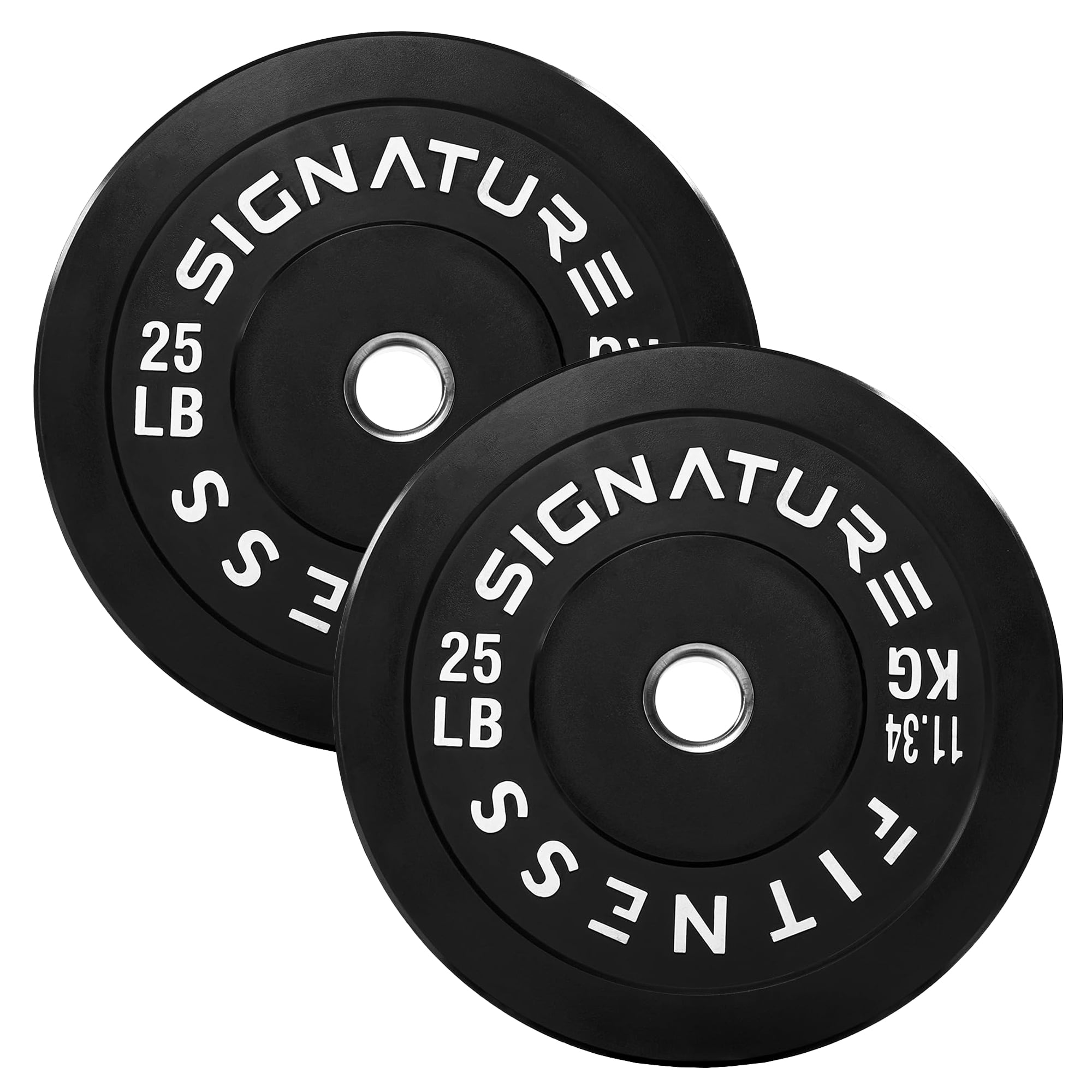 BalanceFrom Pair of 25LB Black Bumper Plates, 100% Virgin Rubber, 2 ...