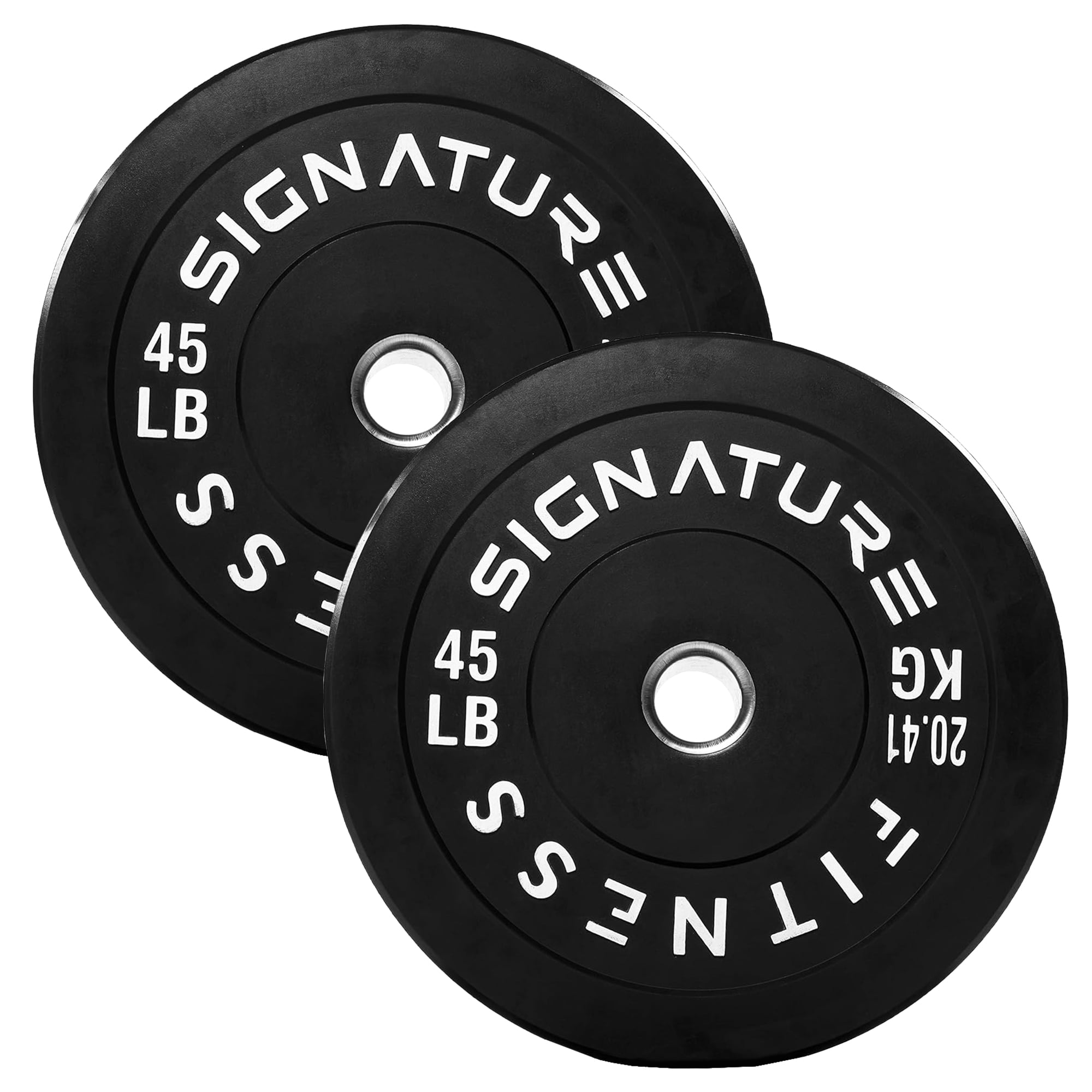 BalanceFrom Pair of 45LB Black Bumper Plates, 100% Virgin Rubber, Low ...