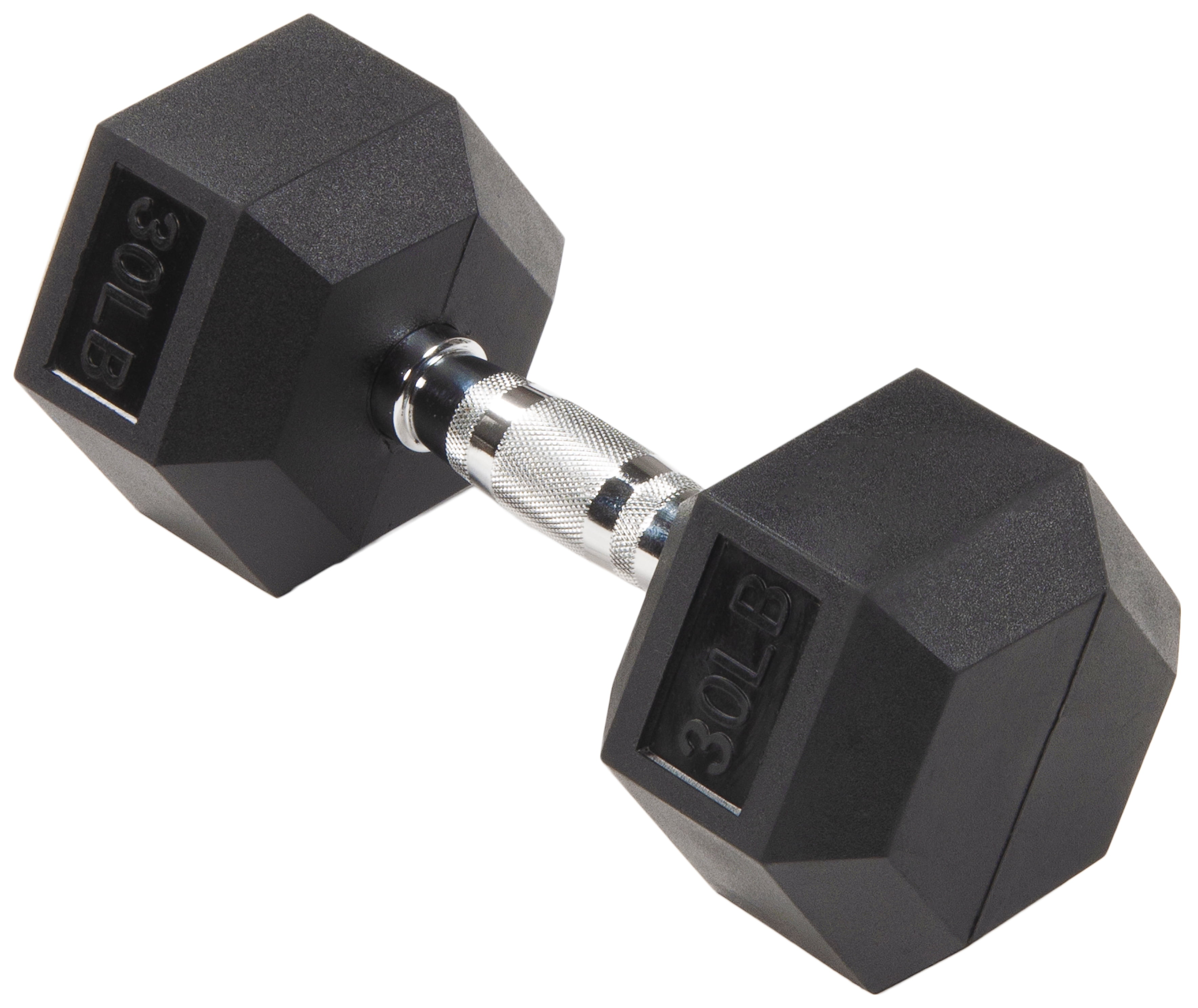 BalanceFrom Rubber Encased Hex Dumbbell, Anti-Roll, Black, 30 lb ...