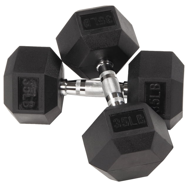 BalanceFrom 35lbs Pair, Rubber Encased Hex Dumbbells, Weight Training ...