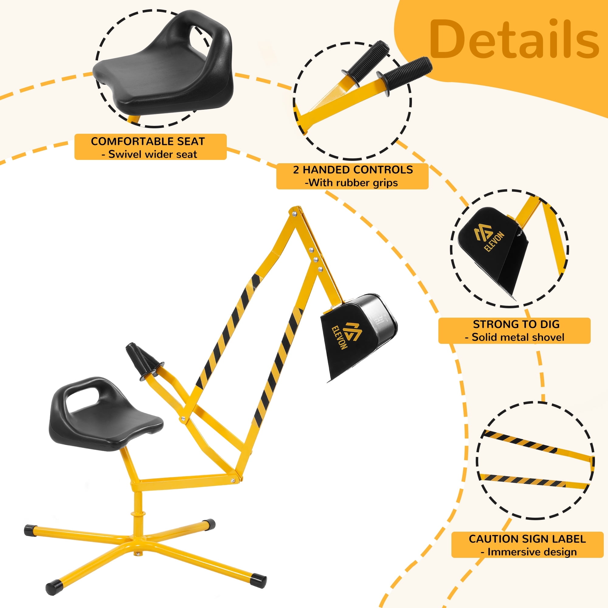 BalanceFrom Sandbox Digger Toy, Kids Excavator Crane Toy with 360 ...