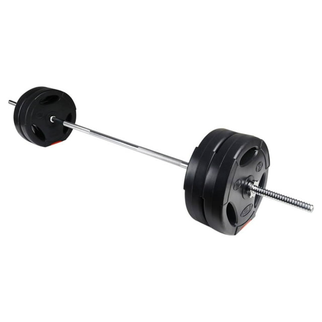 BalanceFrom Standard Coded Olympic Barbell 60lb Weight Plate Set, Black ...