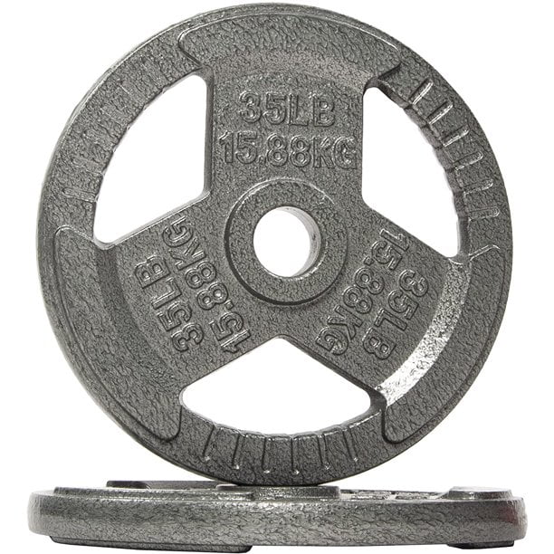 BalanceFrom Tri-Grip Cast Iron Plate Weight Plate for Strength Training ...