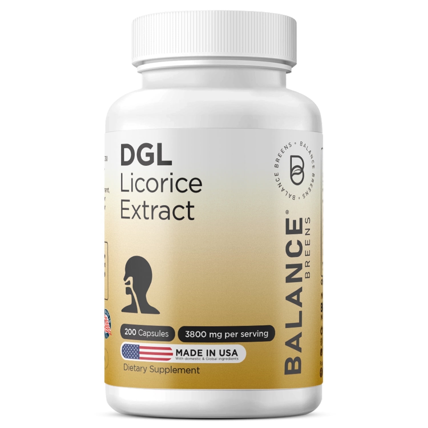 Balance Breens DGL Licorice Supplement 3800mg, 200 Capsules, Gut Health ...