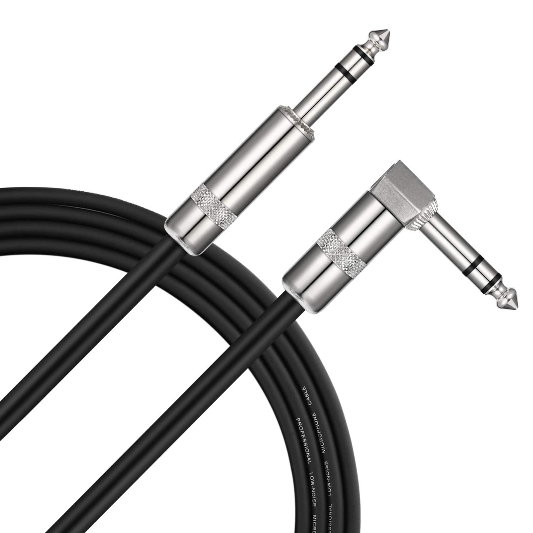 Balanced Stereo TRS Audio Cable 20ft Right Angle to Straight Connector ...