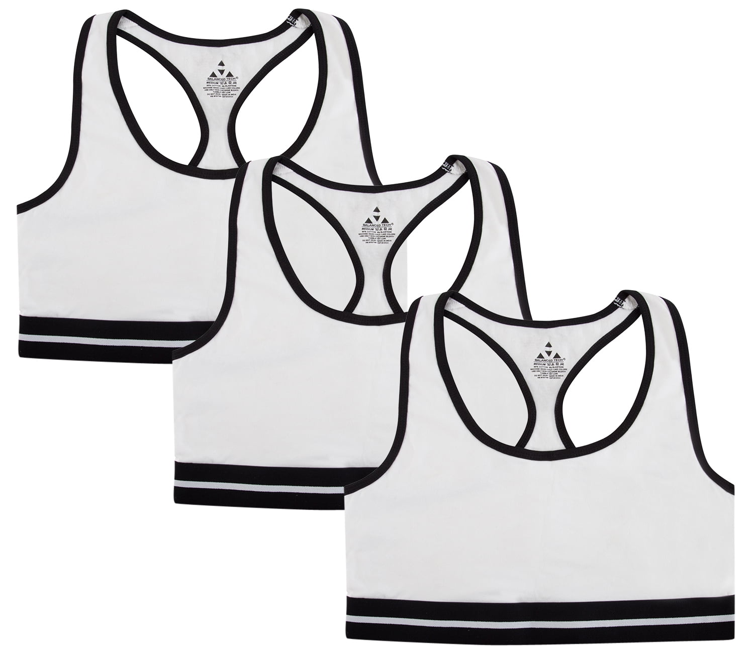 Balanced Tech Women's Cotton Racerback Sports Bra 3 Pack - Walmart.com