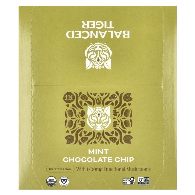 Balanced Tiger Protein Bar, Mint Chocolate Chip, 12 Bars, 1.55 oz (44 g ...
