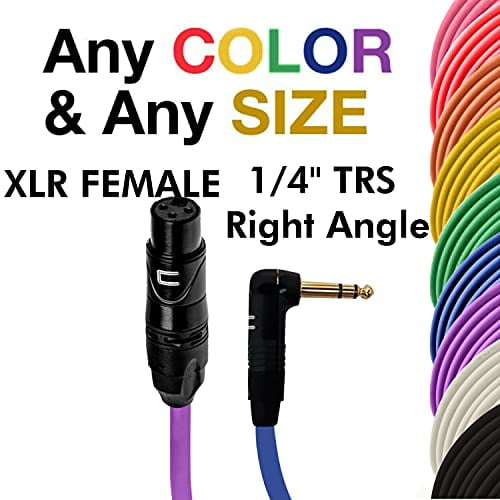 Balanced XLR Cable Female to Right Angle 1/4" TRS - 15 Feet Red - Pro 3 ...