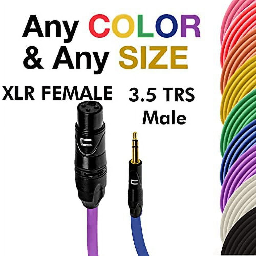 Balanced XLR Female Cable to 3.5 TRS Male - 75 Feet Green - Pro 3-Pin ...