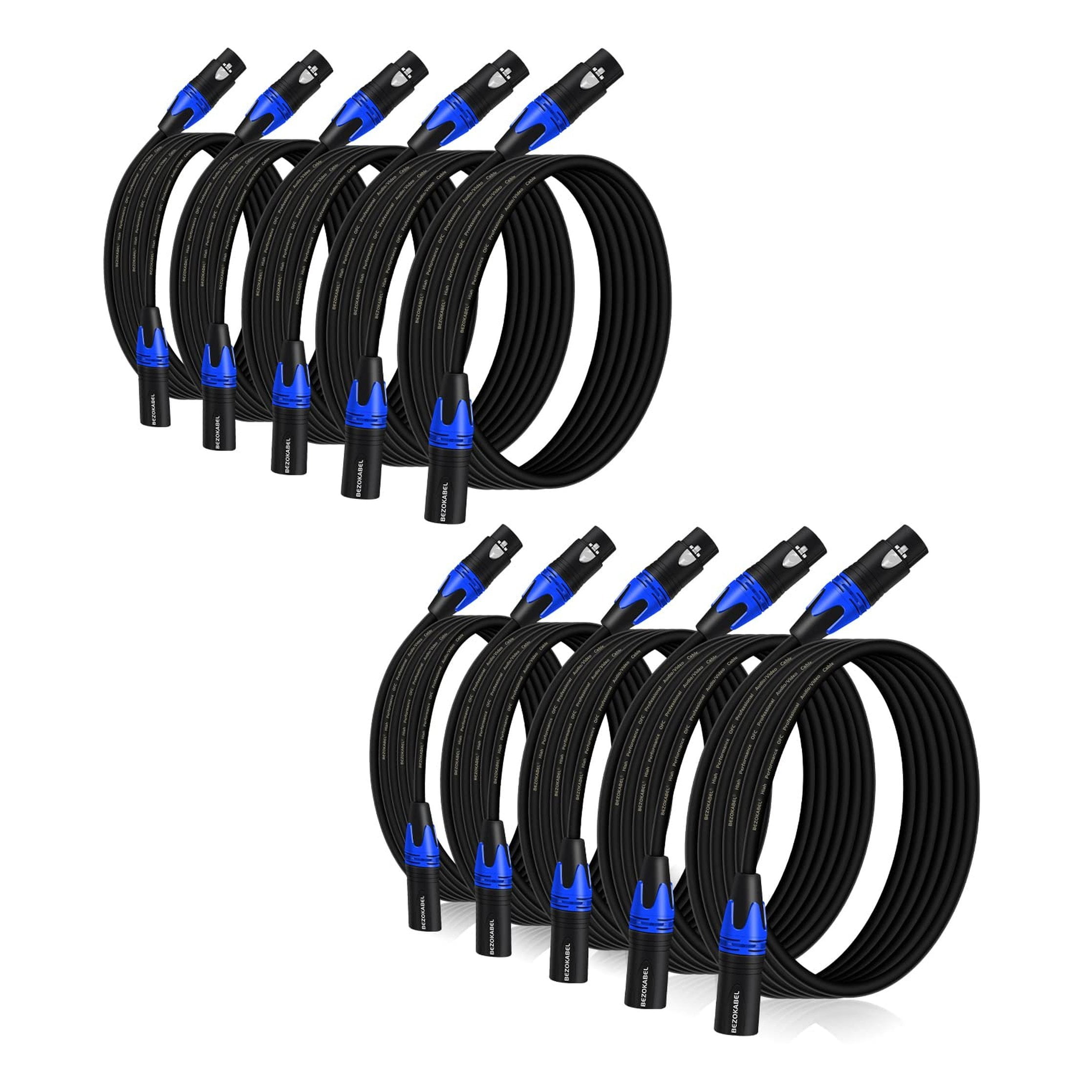 Balanced XLR Microphone Cable Set 10ft Male to Female 10-Pack - Walmart.com