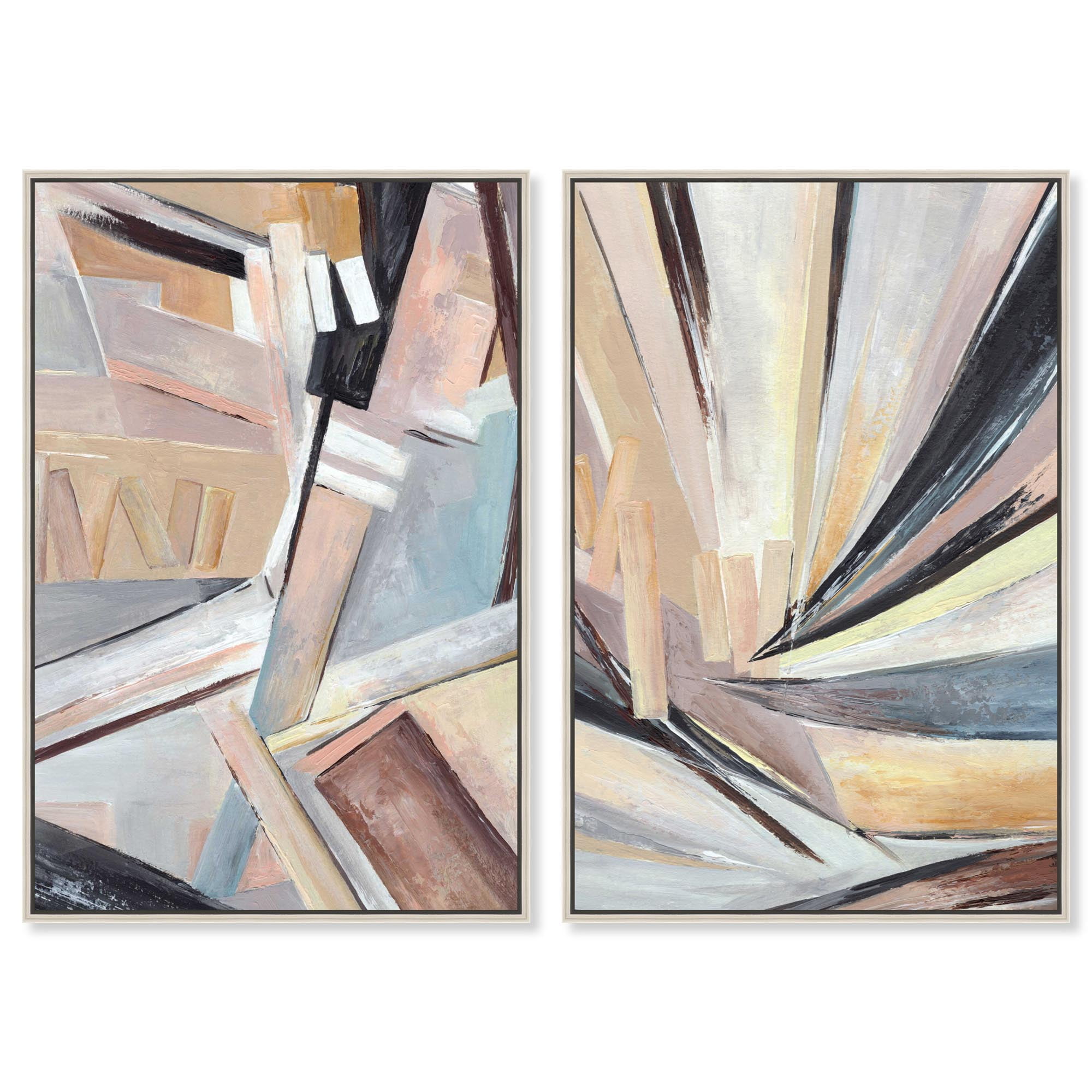 Balancing Lines Duo Canvas Print Gold Boho Wall Decor Set by Art Remedy ...