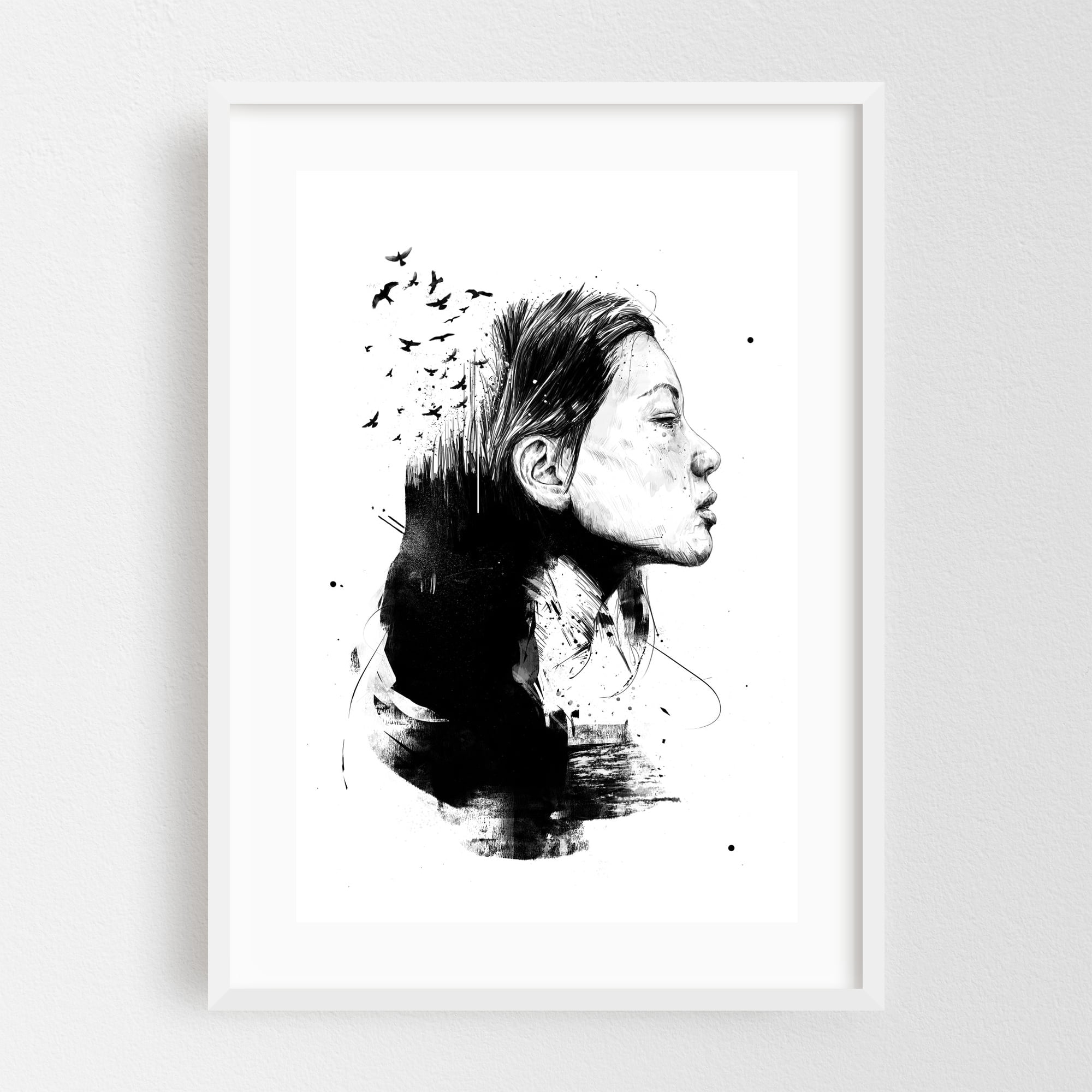 Balazs Solti - open_your_mind_bw - Illustration Portrait Line Art Black ...