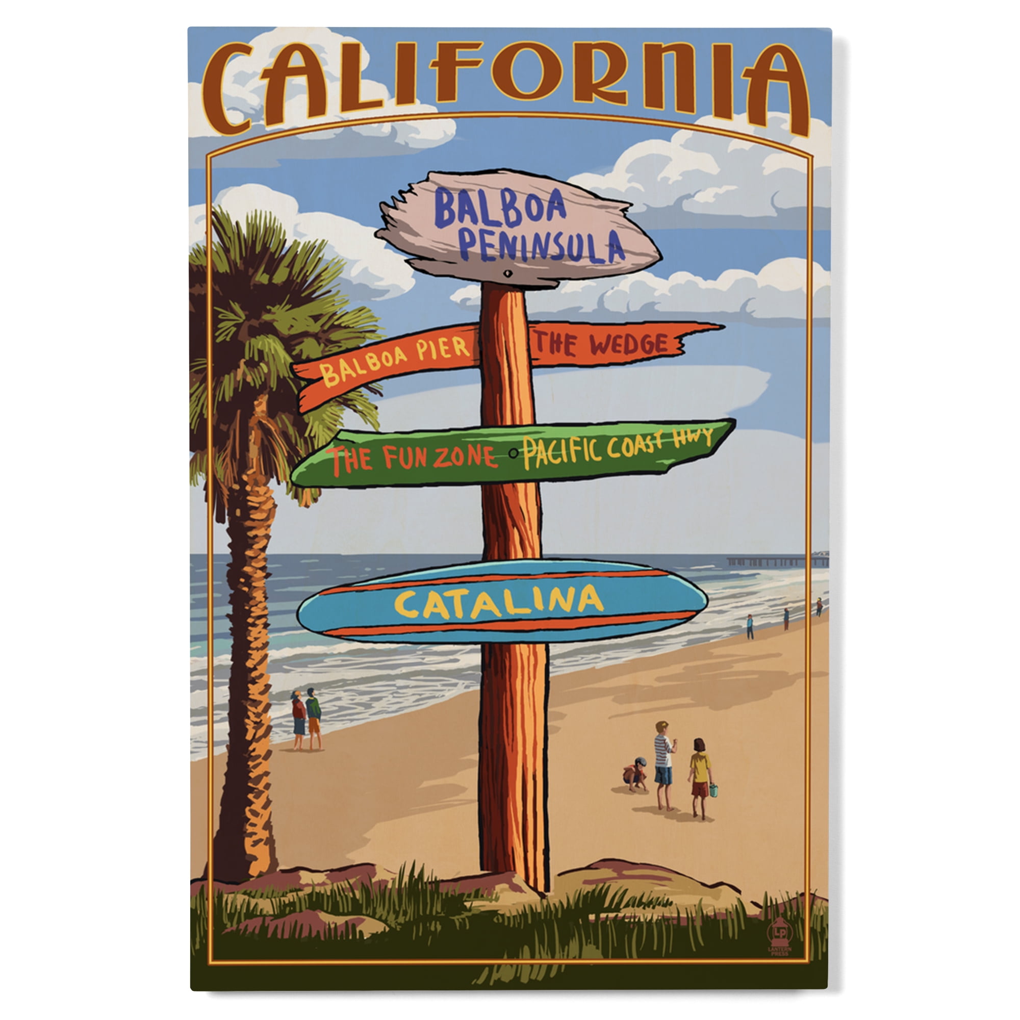 Balboa, California, Destination Sign Birch Wood Wall Sign (12x18 Rustic ...