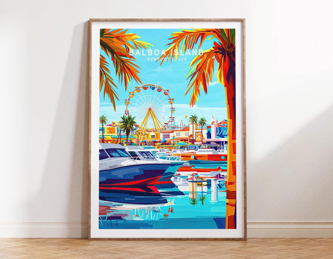 Balboa Island California Coastal Pier Wall Art Unframed Paper Print ...