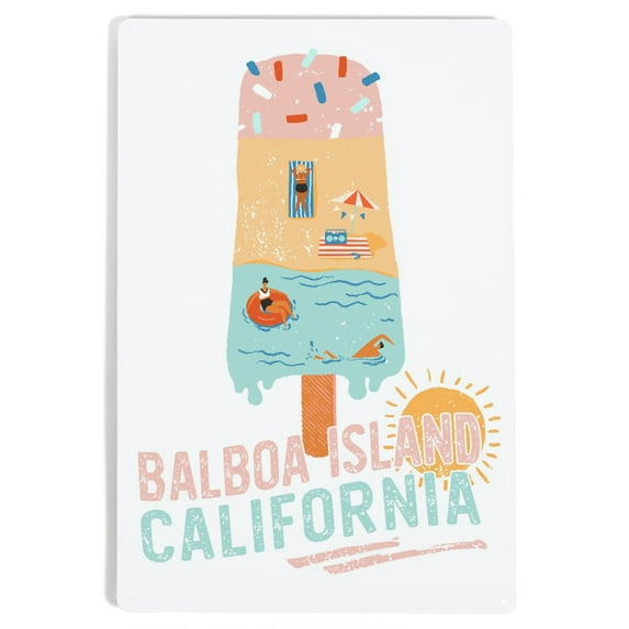 Balboa Island, California, Summer Ice Cream Scene (12x18 Aluminum Art ...