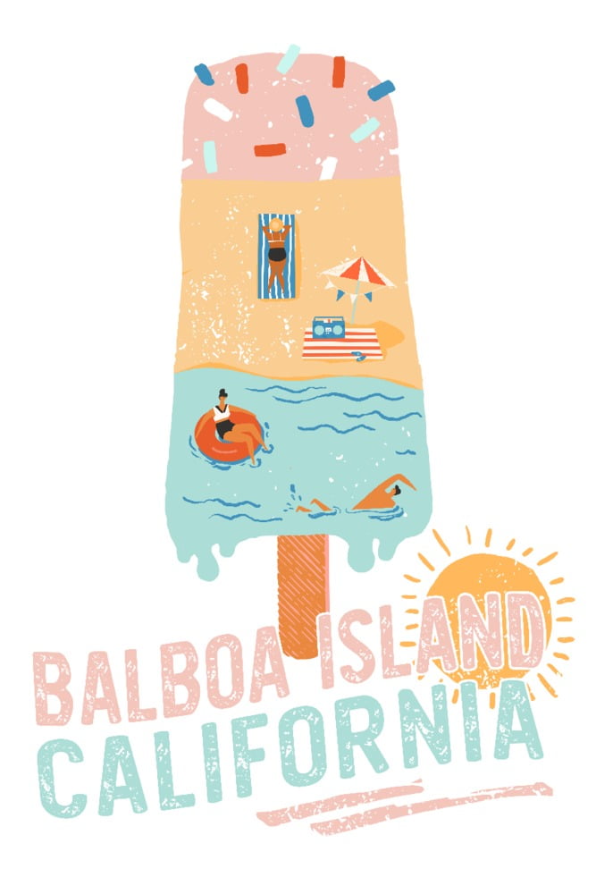 Balboa Island, California, Summer Ice Cream Scene (36x54 Giclee Gallery ...