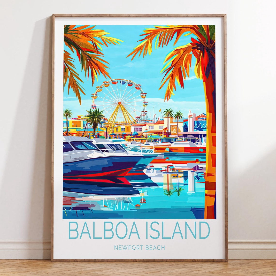Balboa Island Travel Poster, Balboa Island Newport Beach Wall Art ...