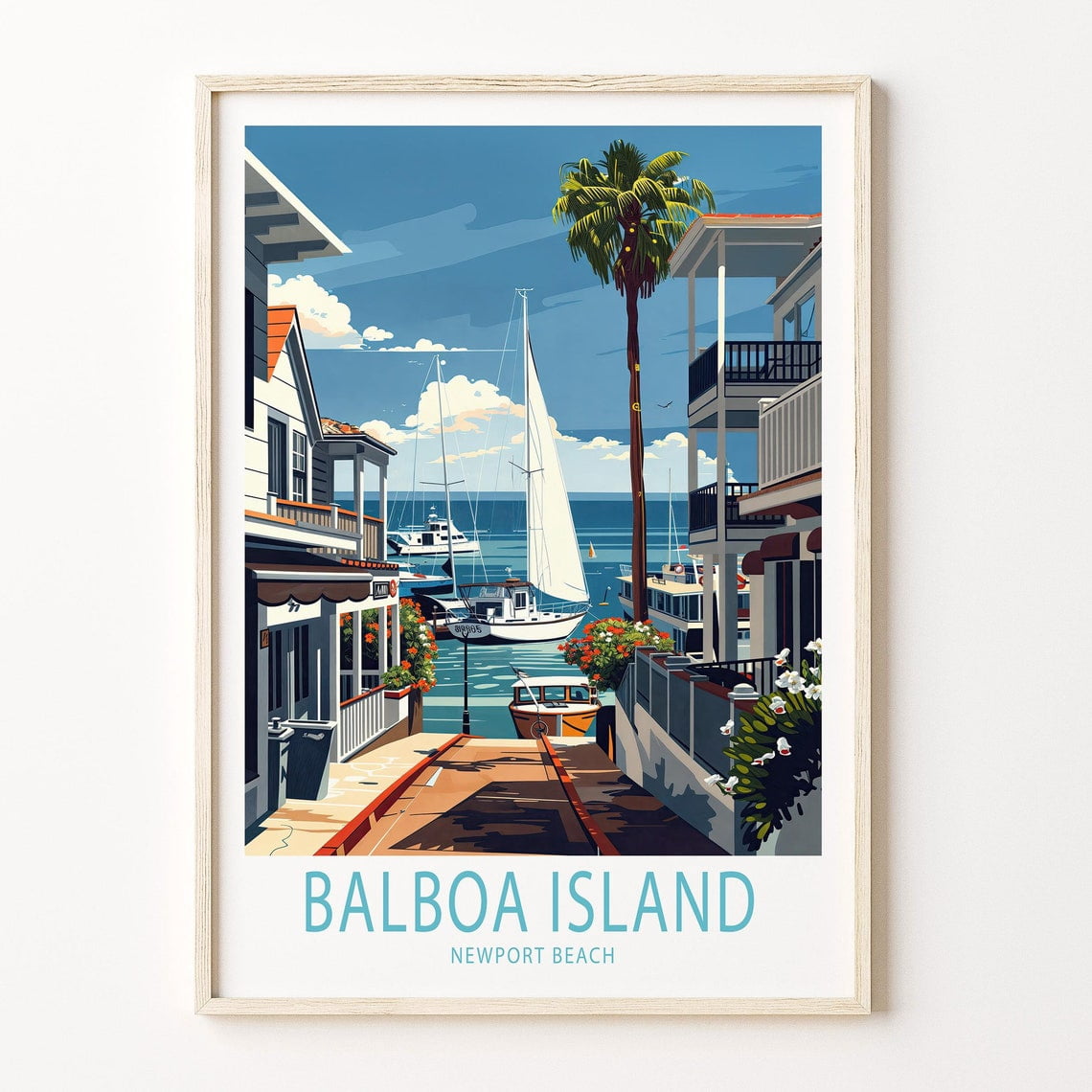 Balboa Island Travel Poster, Newport Beach Wall Art, Balboa Island ...