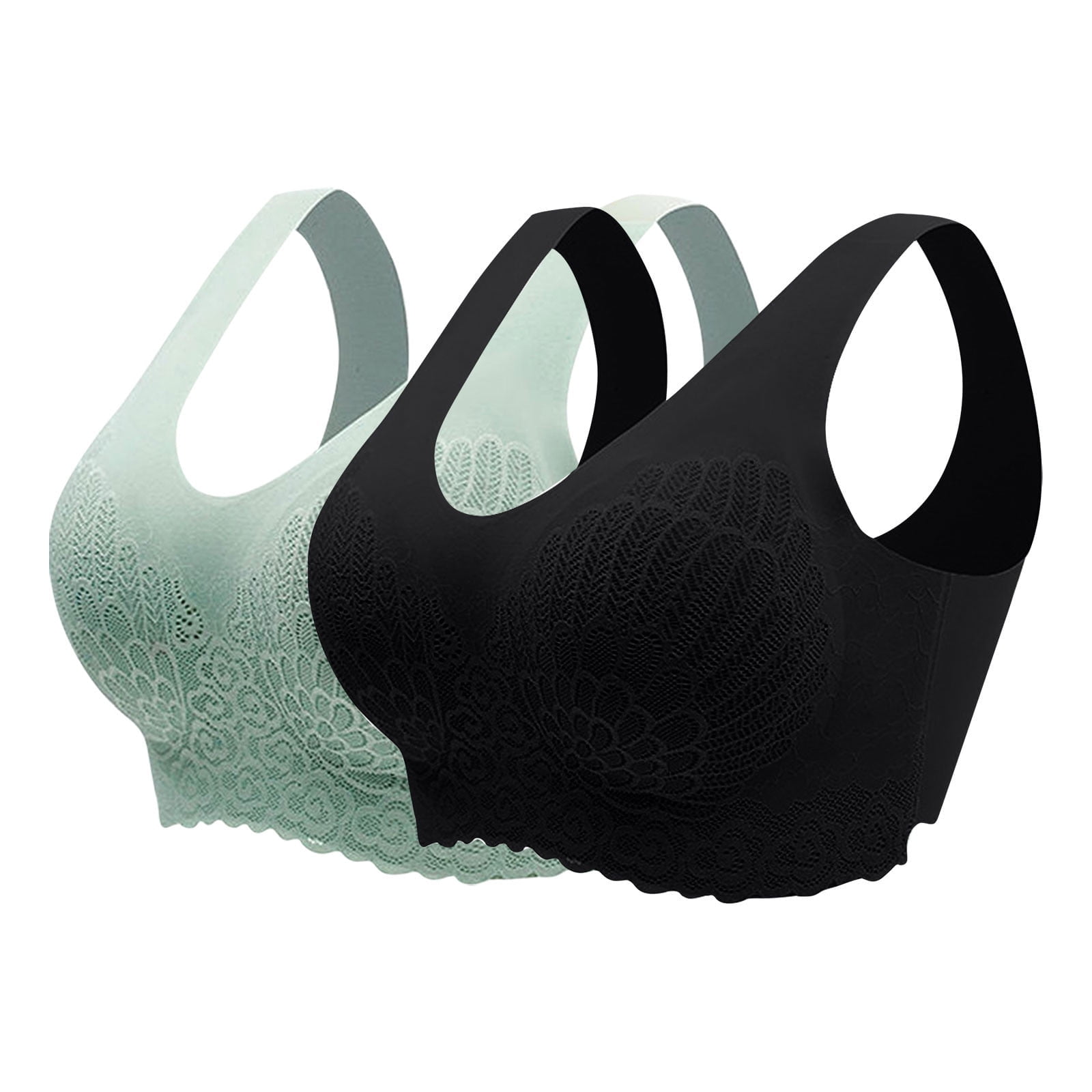 Balconette for Women Plus Size 2 Pack Seamless Lace Bras for Women 2025 ...