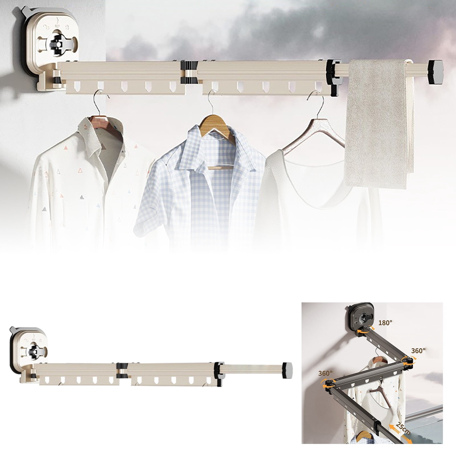 Balcony Foldable Drying Rack All Metal Space Saving Wall Mounted ...