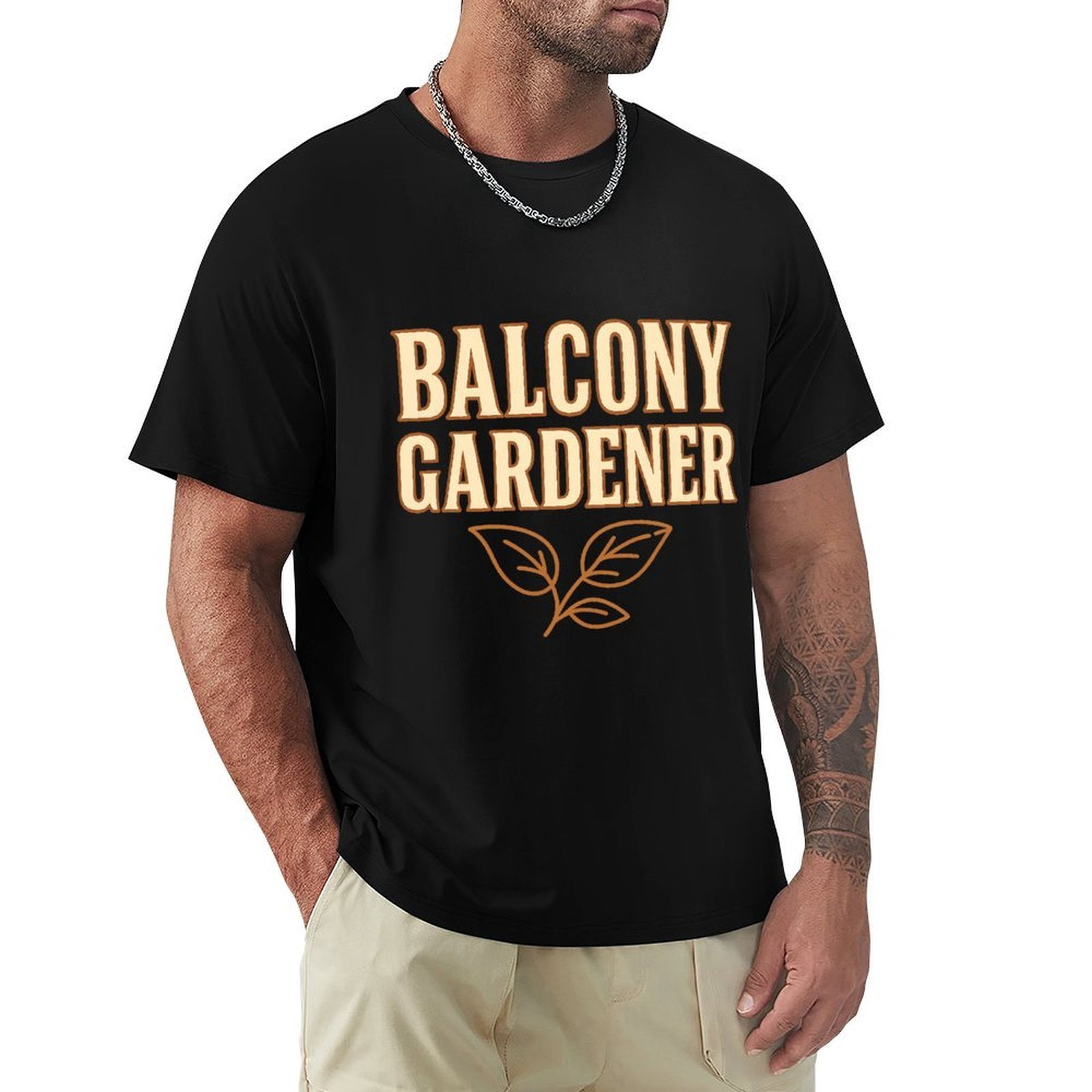 Balcony Gardener Men's HD Print Classic Short Sleeve T-Shirts Black ...