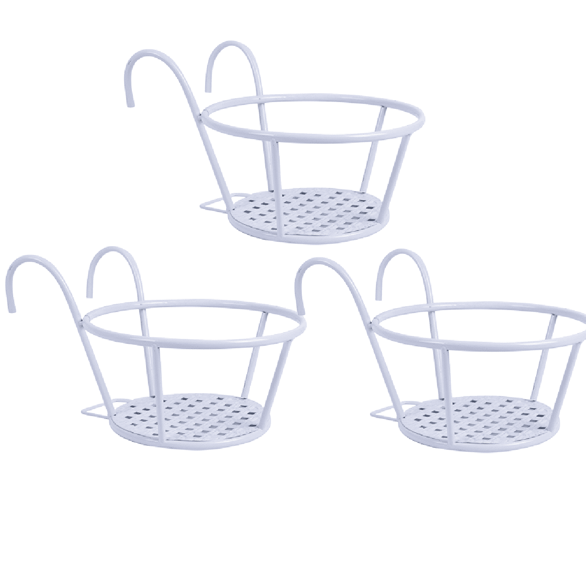 Balcony Hanging Railing Planters Basket, Metal Art Flower Pot Holders ...